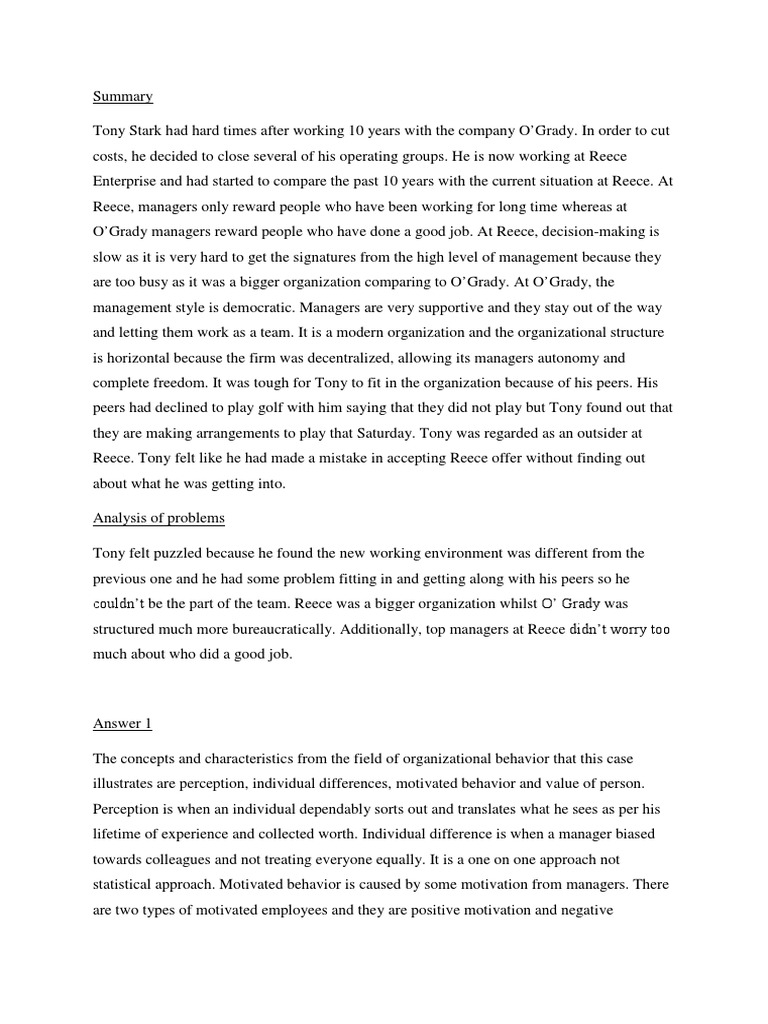 Case Study On Ob (1920423) | PDF | Motivational | Motivation