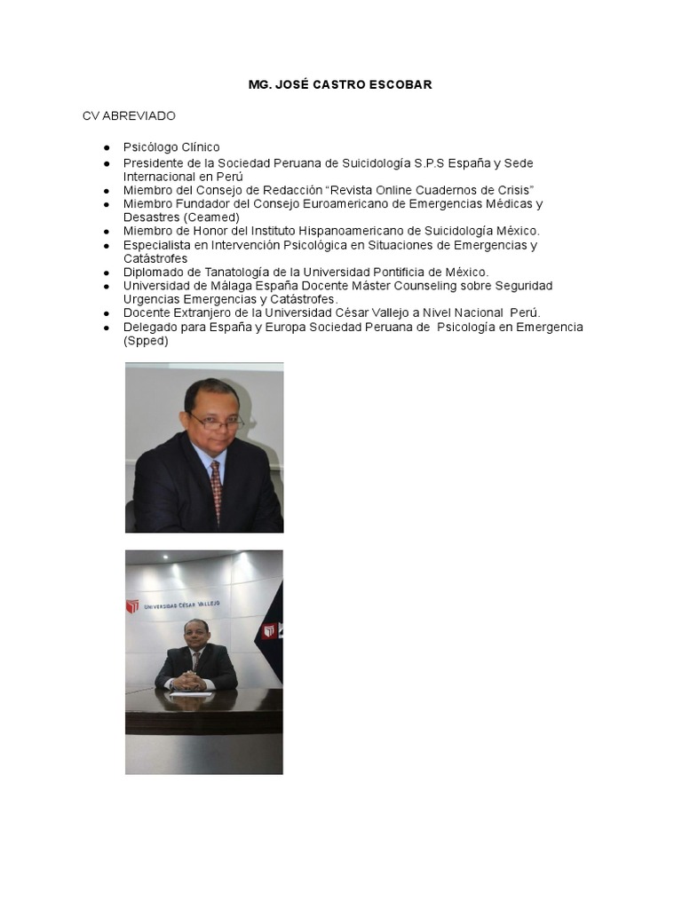 CV de José Castro, Psicólogo Clínico | PDF