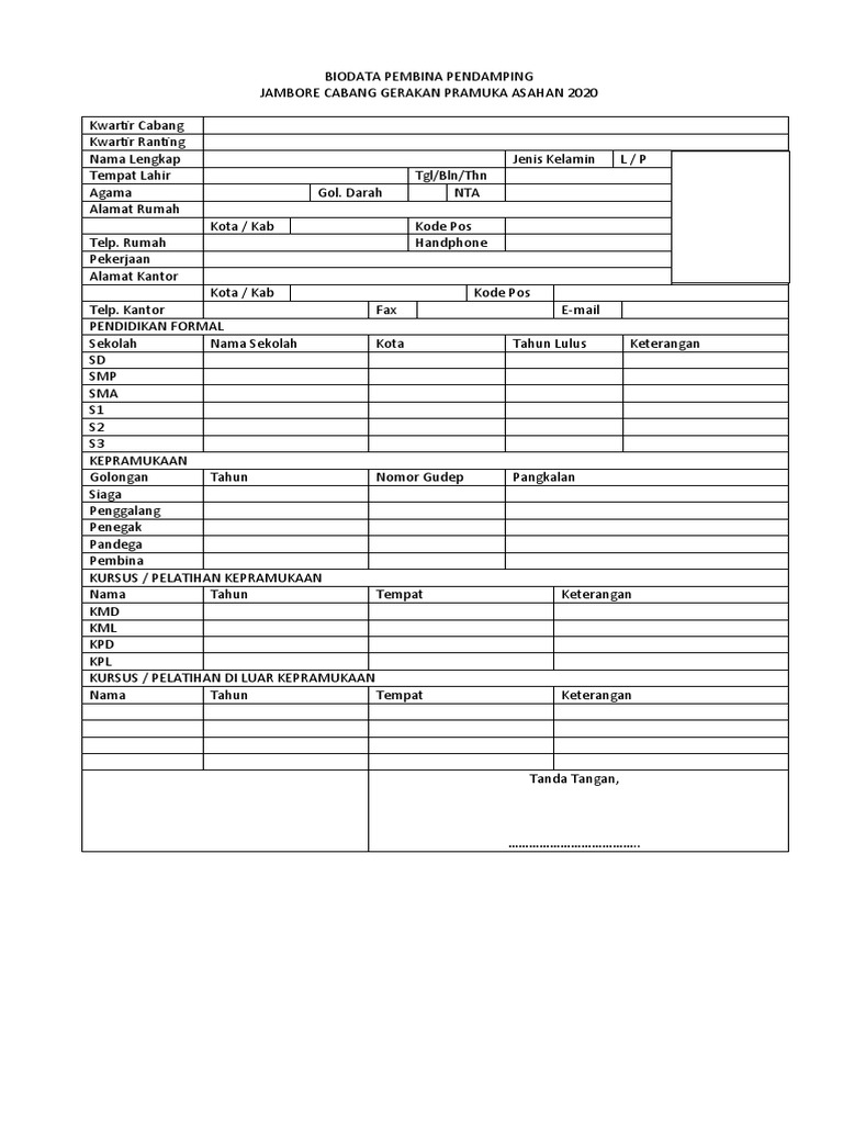 Biodata Pembina Pendamping | PDF