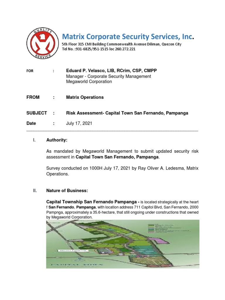 Security Risk Assessment Report | PDF | Emergency Evacuation | Traffic