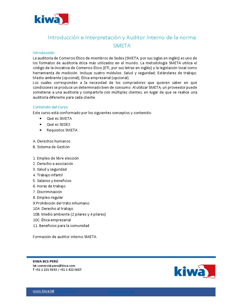 Informacion General Responsabilidad Social - SMETA NORMA + AUDITOR ...