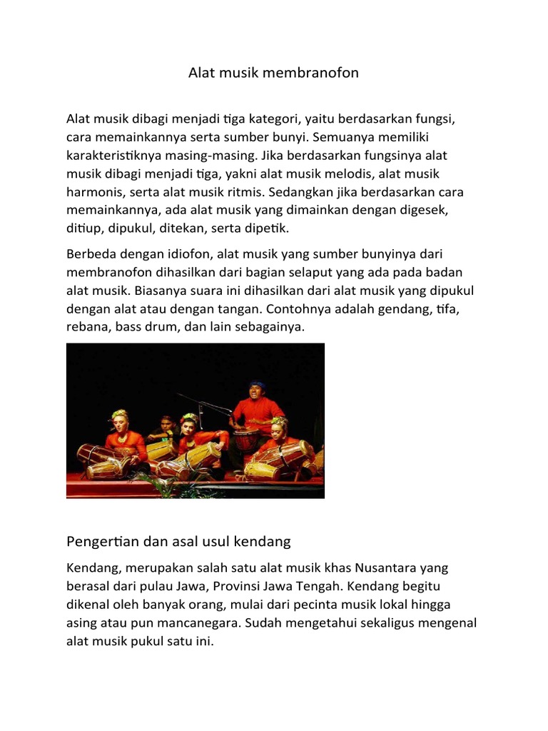 Alat Musik Membranofon | PDF
