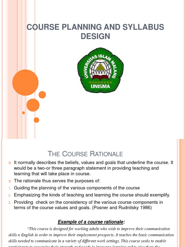 Course Planning and Syllabus Design | PDF | Curriculum | Learning