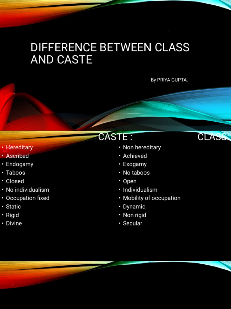 Difference Between Class and Caste | PDF