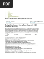 Multiple Intelligences Survey Form | PDF