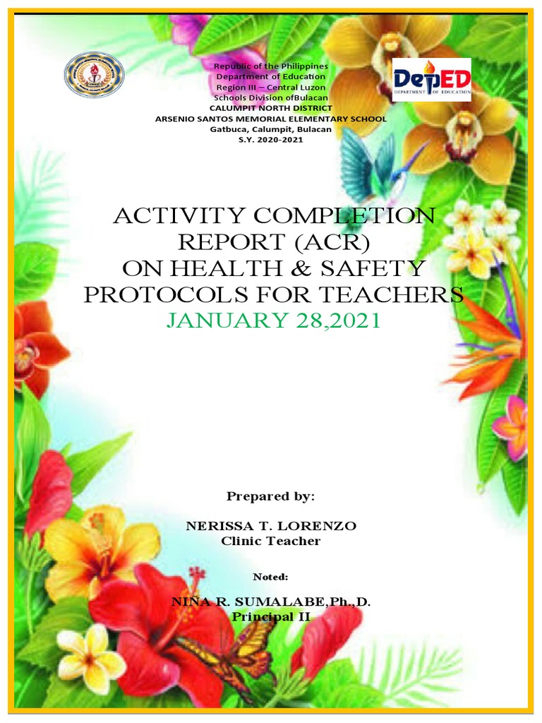 Activity Completion Report (Acr) On Health & Safety Protocols For ...