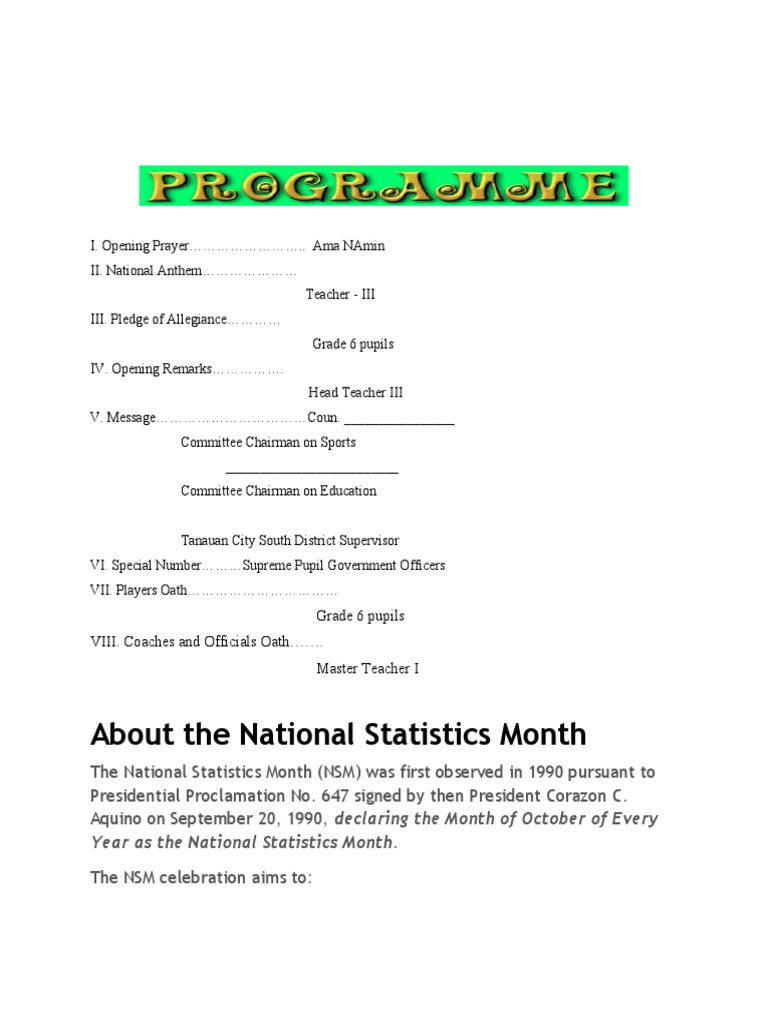 National Statistics Month | PDF
