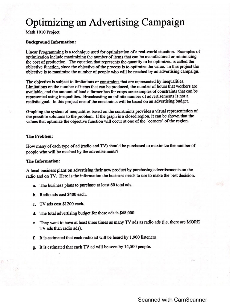 Optimizing An Advertising Campaign Project 1 | PDF