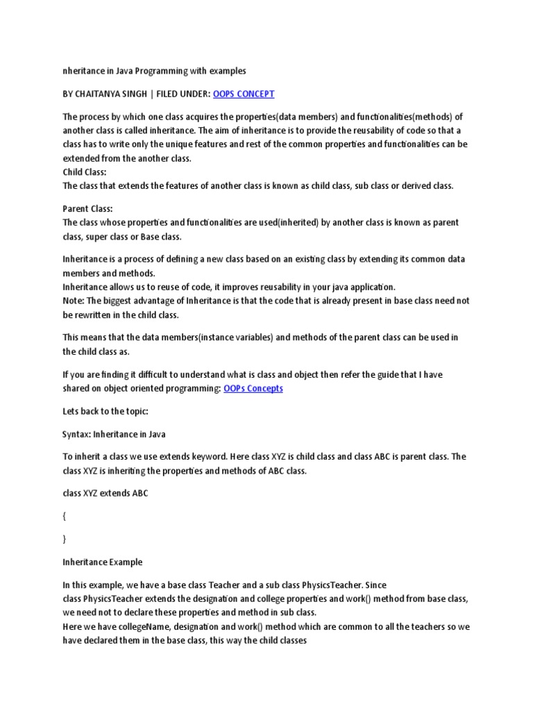 Inheritance 2 Pdf Inheritance Object Oriented Programming Class Computer Programming
