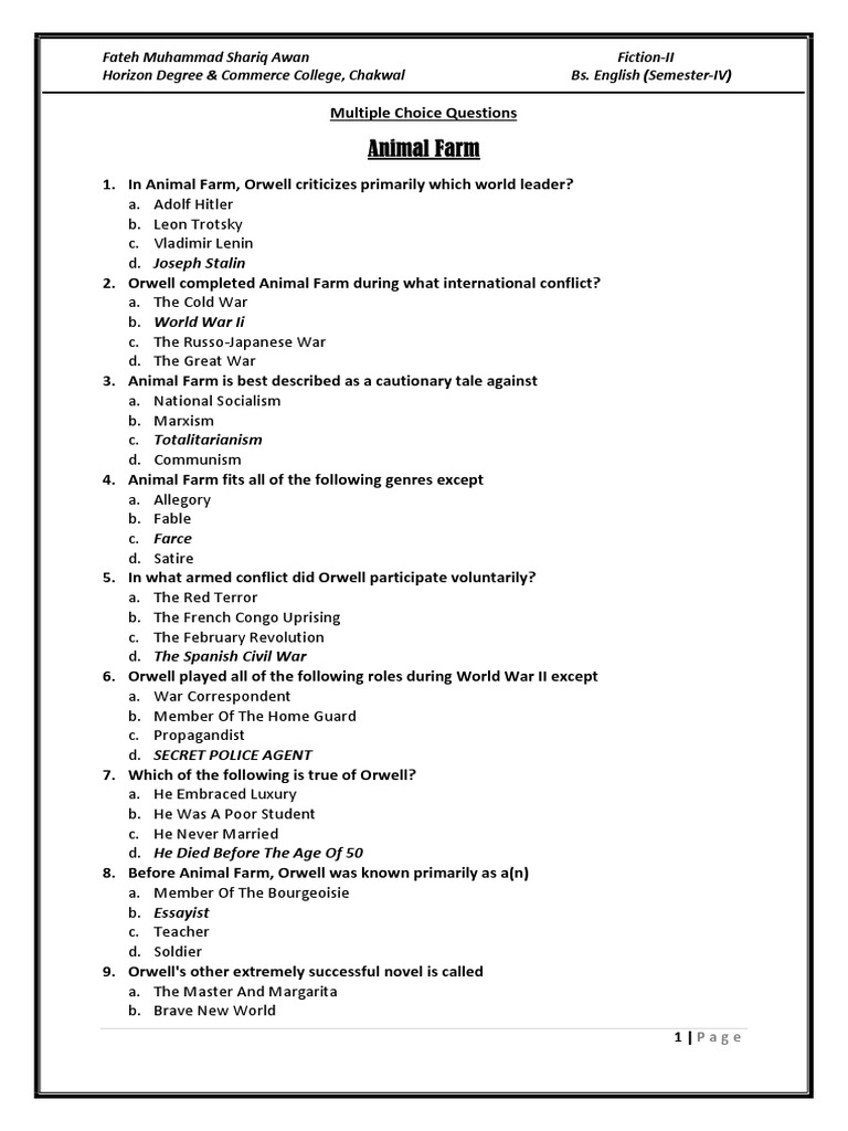 Animal Farm by George Orwell | PDF