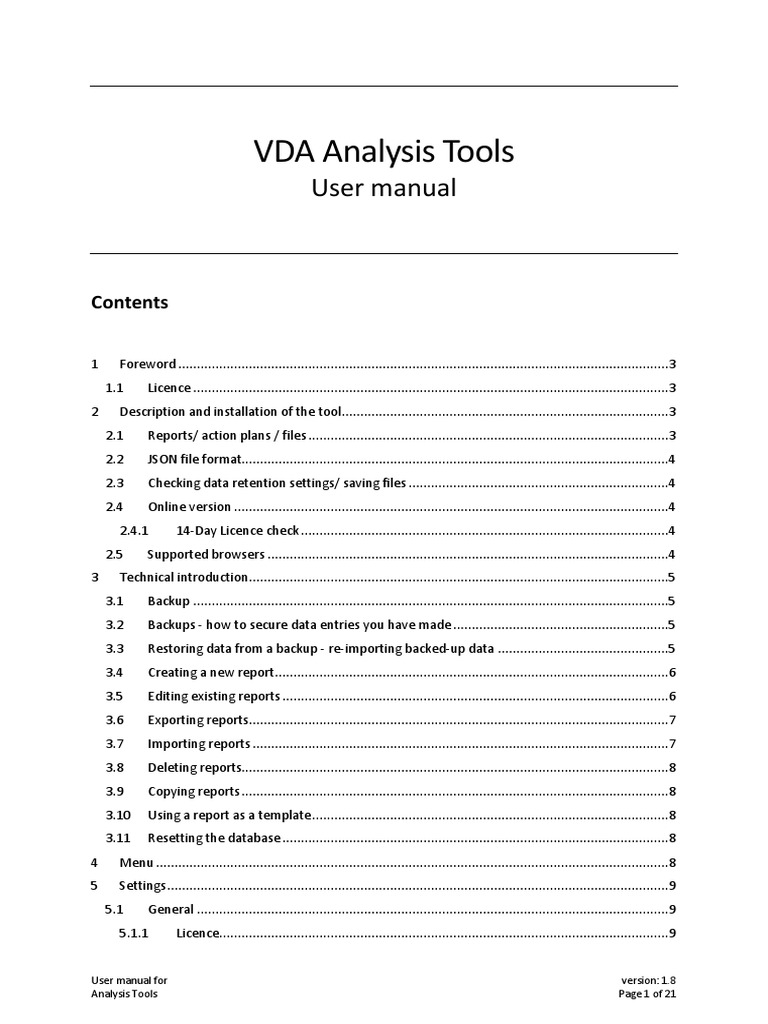 Guide to Using VDA Analysis Tools | PDF | Computer File | Backup