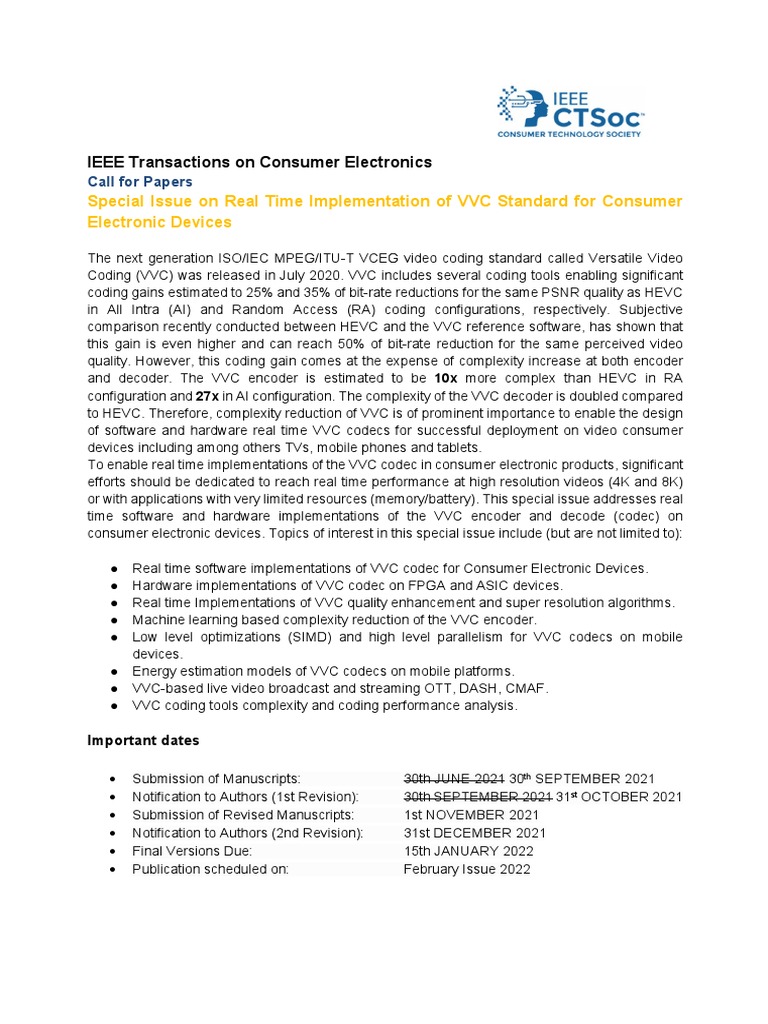 IEEE Transactions On Consumer Electronics | PDF | Codec | Computing