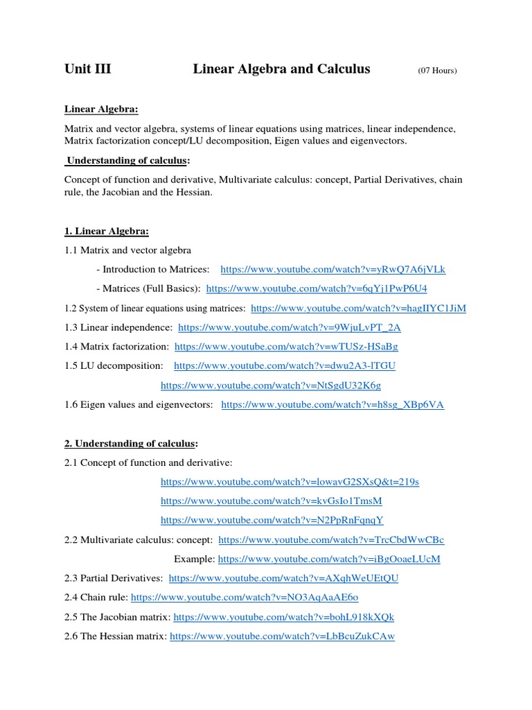 Data Science Honours Sem 6 Unit 3 Pdf Matrix Mathematics 6545