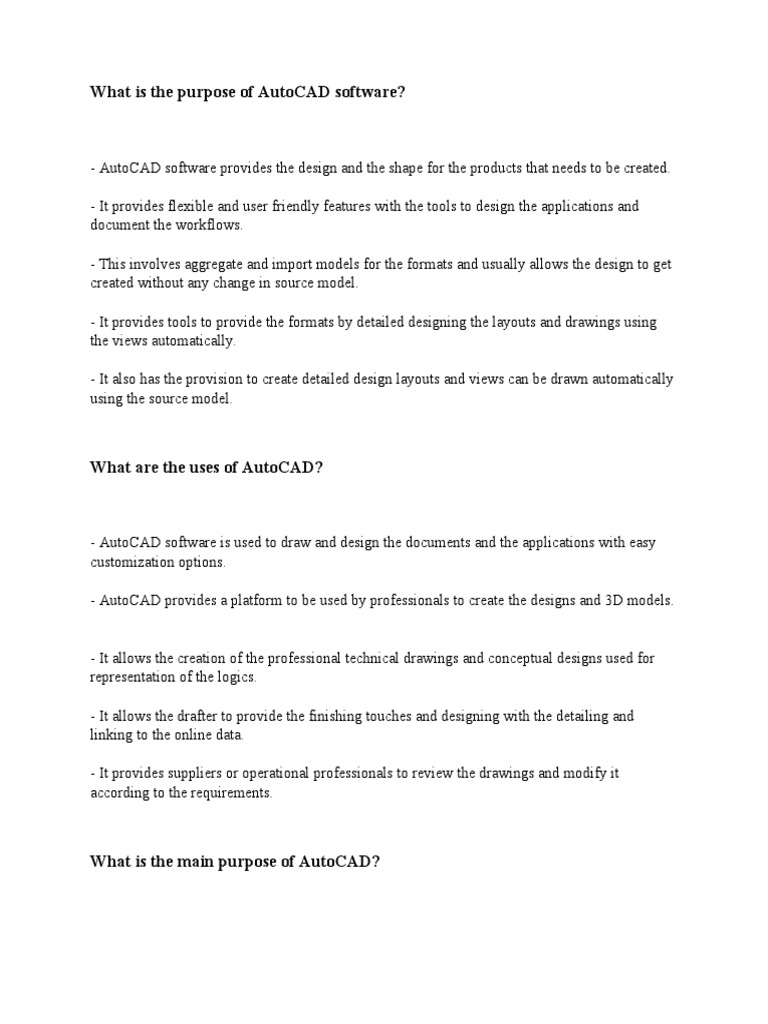 What Is The Purpose of Autocad Software? | PDF | Auto Cad | 3 D ...