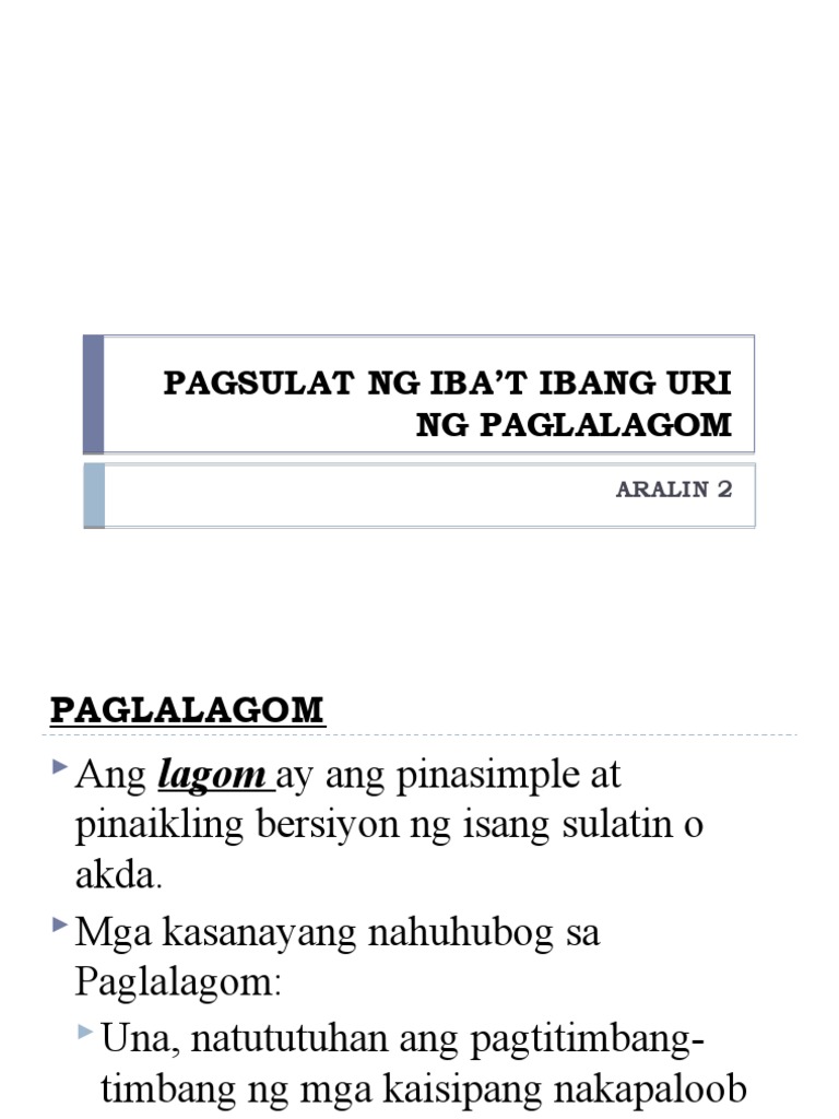 Pagsulat NG Iba't Ibang Uri NG Paglalagom | PDF