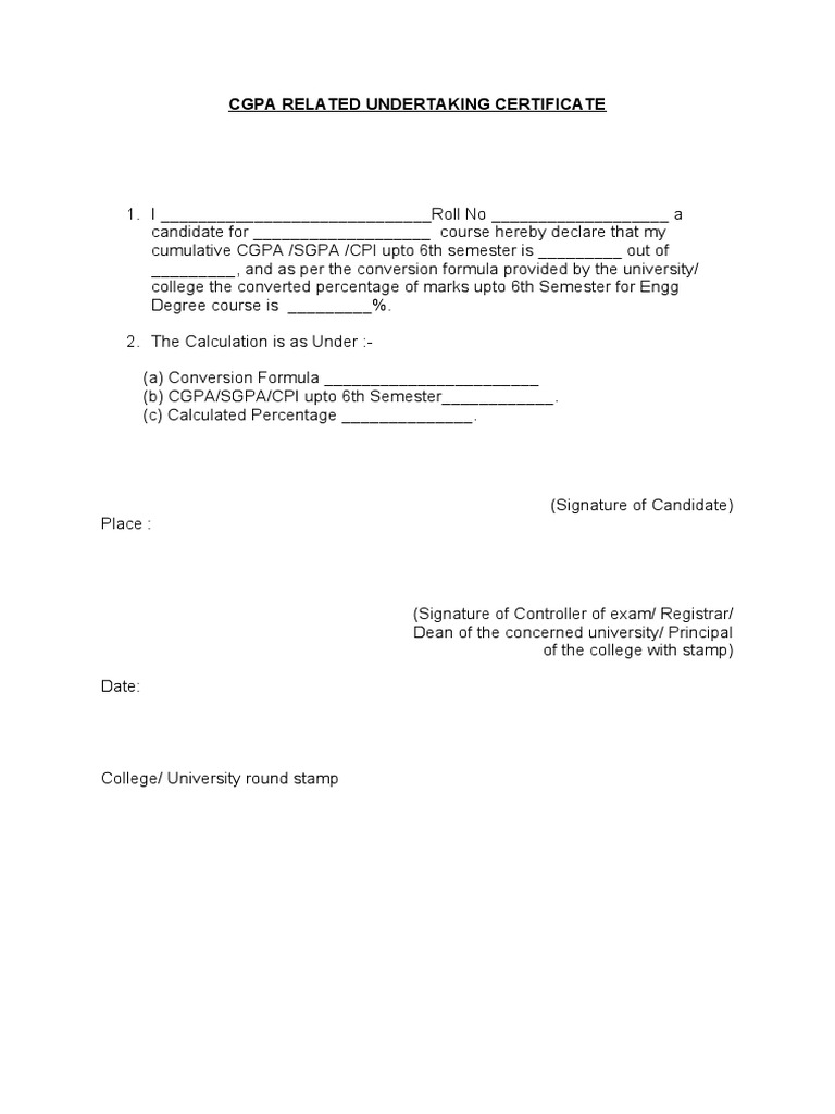 Student CGPA Declaration Form | PDF | Career & Growth