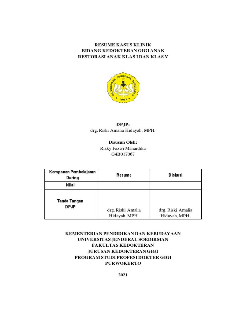 Resume Restorasi Klas I Dan Klas V Rizky Fazwi Mahardika G4B017067 | PDF | Karier & Perkembangan ...