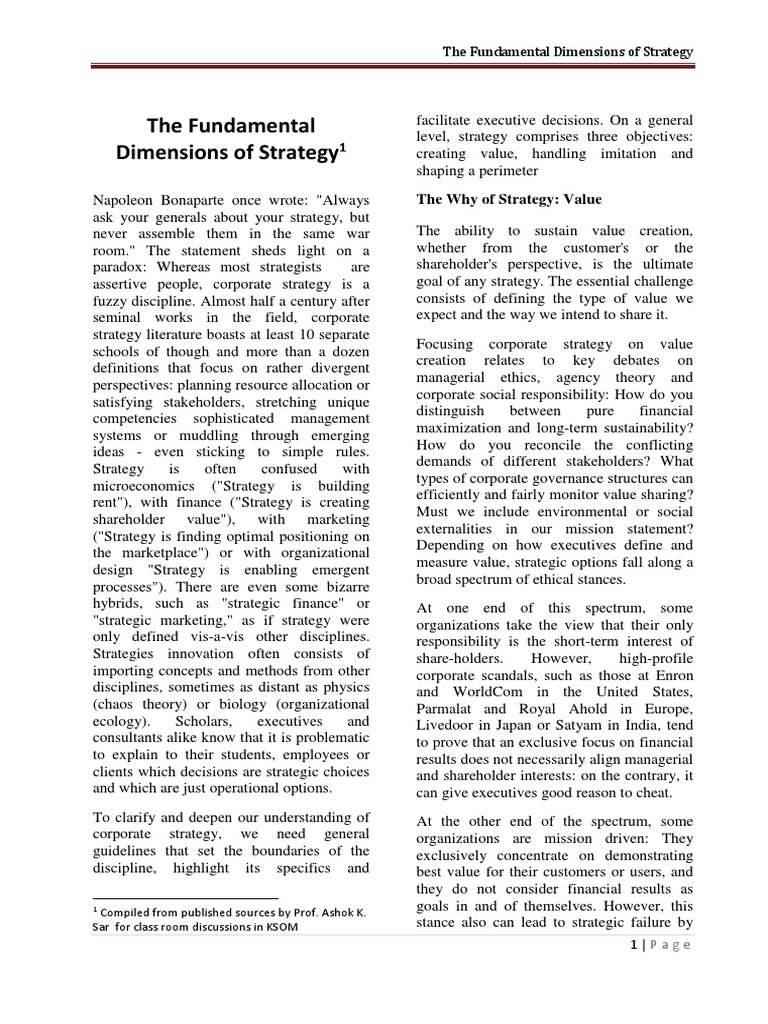 R2 - The Fundamental Dimensions of Strategy | PDF | Strategic ...
