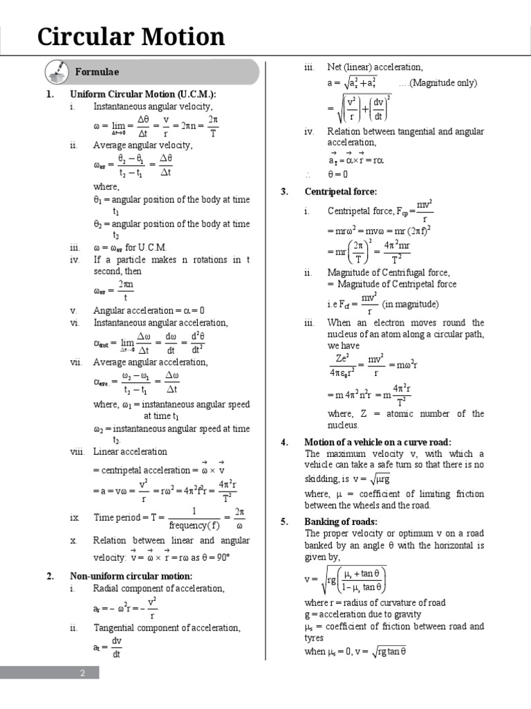 Circular Motion Notes | PDF | Acceleration | Force