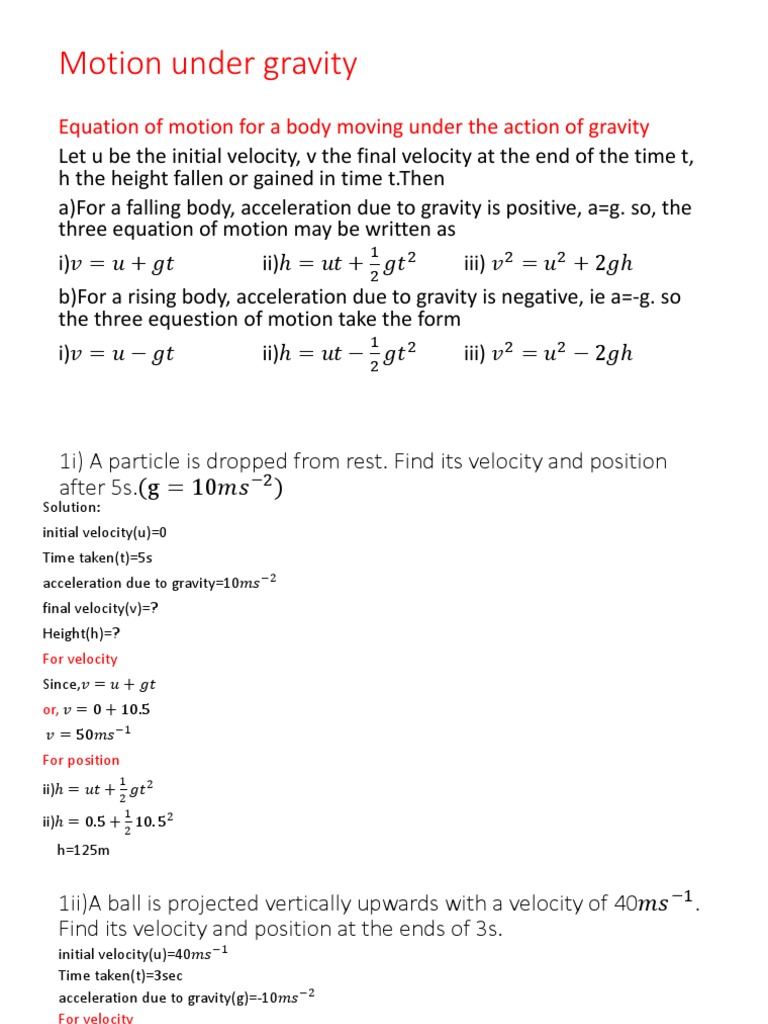 Kinematics (2nd Exercise) | PDF | Acceleration | Gravity