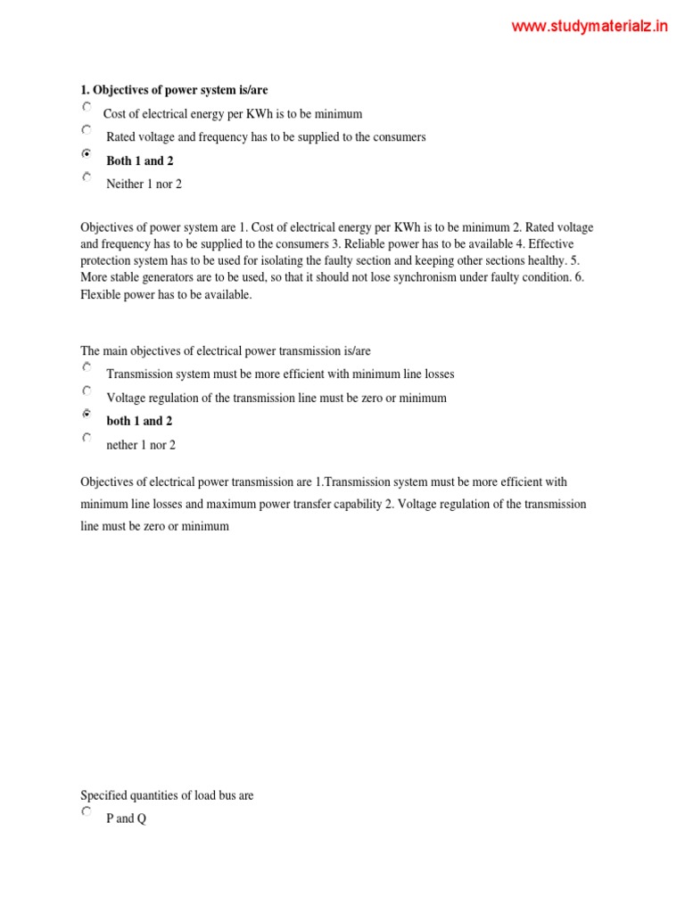 Objectives And Quantities In Power System Load Flow Analysis PDF Ac