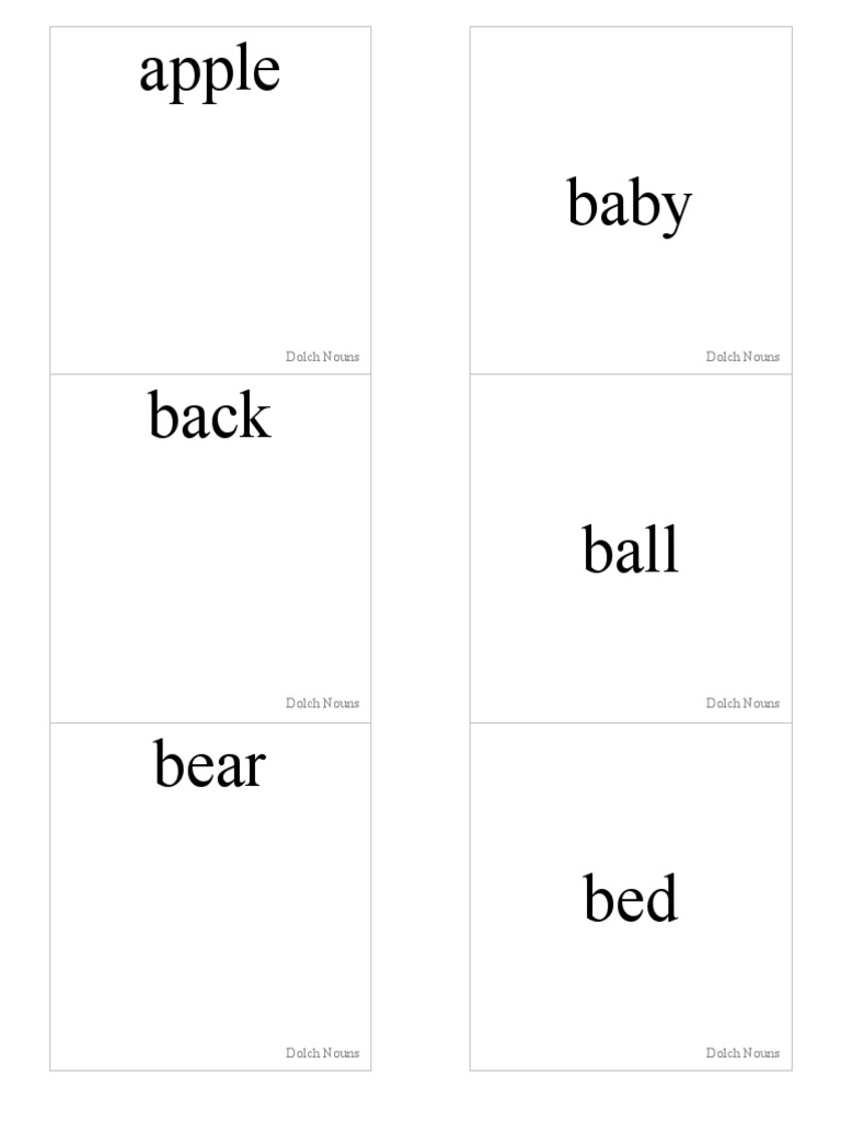 Apple Baby Back Ball Bear Bed: Dolch Nouns Dolch Nouns | PDF | Language ...