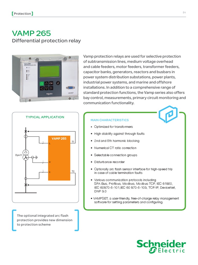 VAMP 265: Differential Protection Relay | PDF | Electrical Substation ...