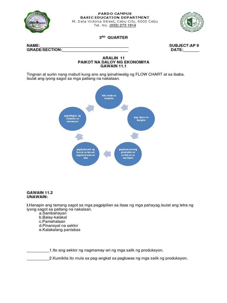 AP 9 Worksheet (3rd Quarter) | PDF