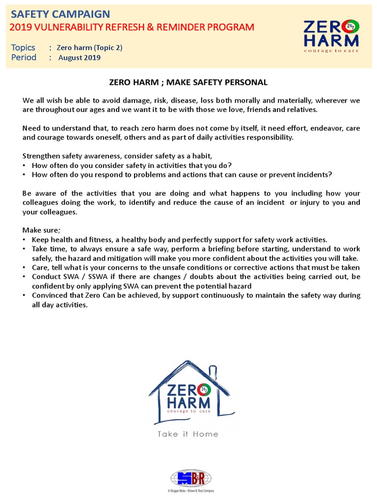 Zero Harm: Make Safety Personal | PDF