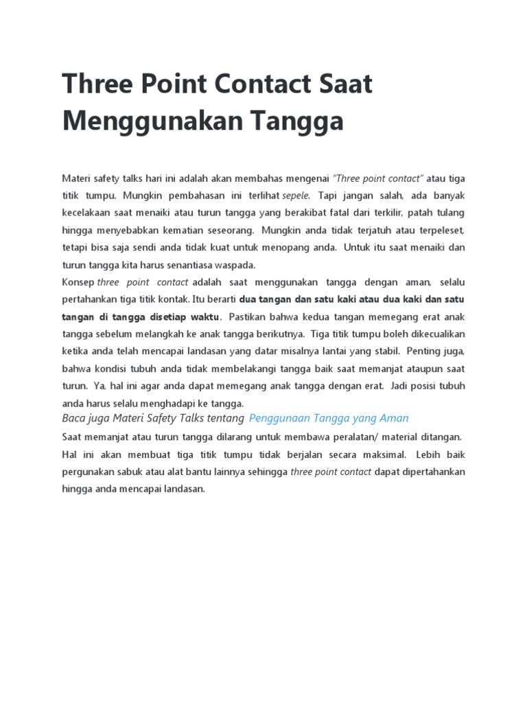 Three Point Contact Saat Menggunakan Tangga | PDF