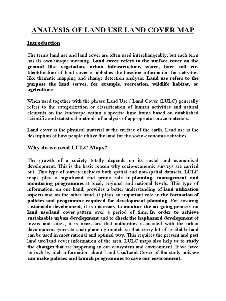 Analysis of Land Use Land Cover Map | PDF | Statistical Classification ...