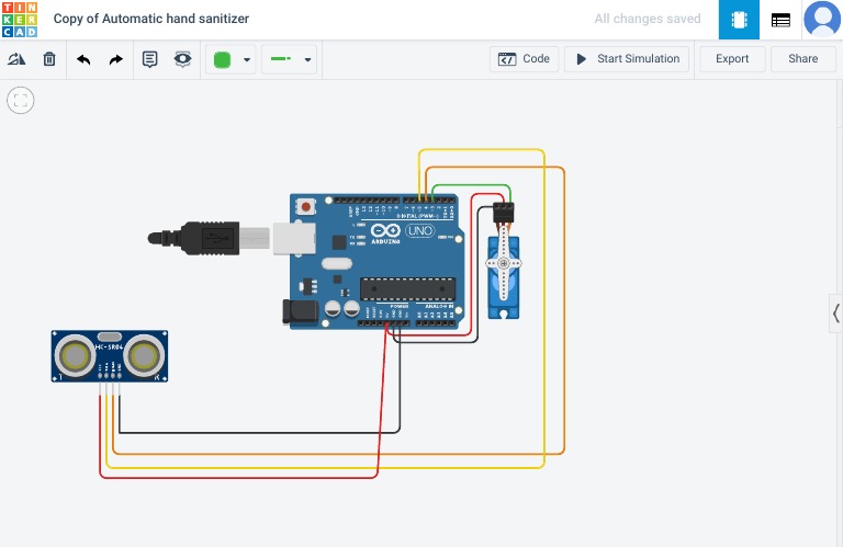 Circuit Design Copy of Automatic Hand Sanitizer Tinkercad | PDF
