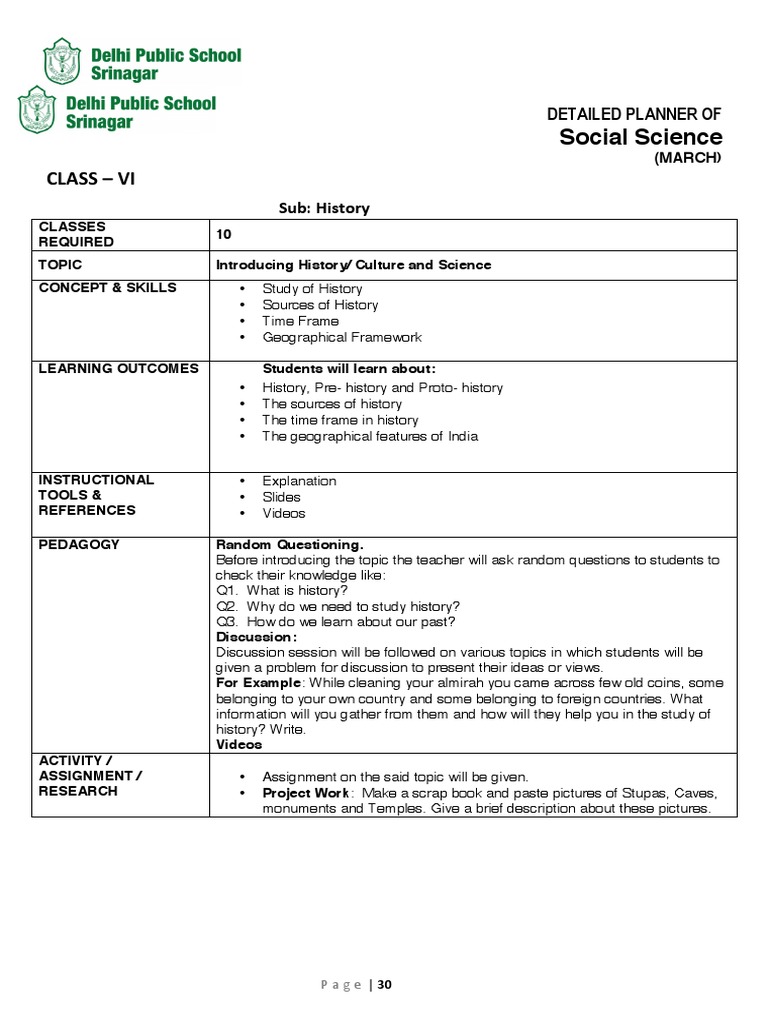 DPS Srinagar Lesson Plan | PDF | Vedas | Pedagogy