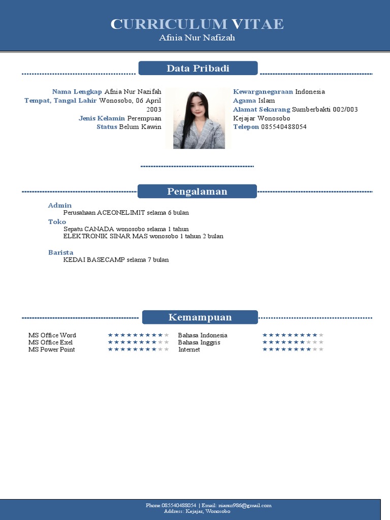 Urriculum Itae: Data Pribadi | PDF