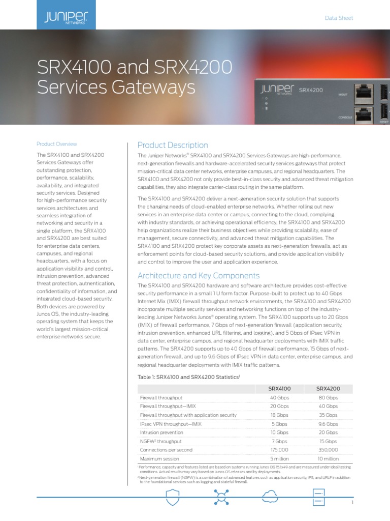 SRX4100 and SRX4200 Services Gateways: Product Description | PDF ...
