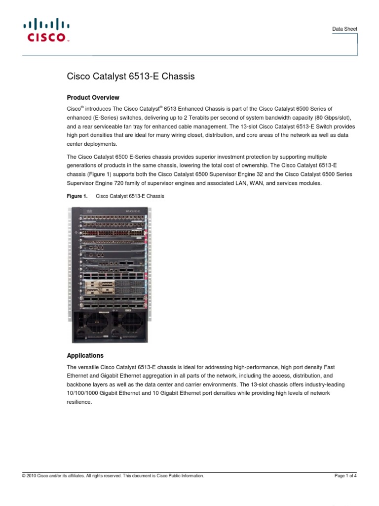 Cisco Catalyst 6513-E Chassis: Product Overview | PDF | Ethernet | Data ...