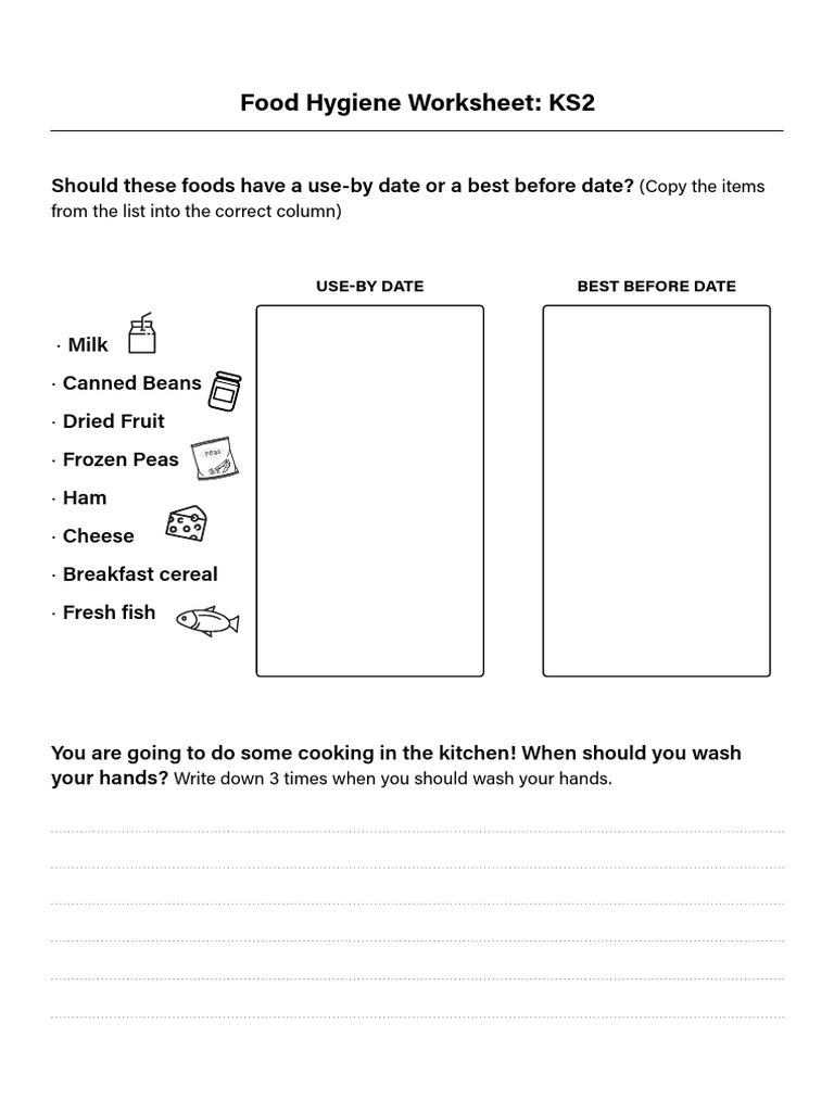 KS2 Food Hygiene Worksheet | PDF
