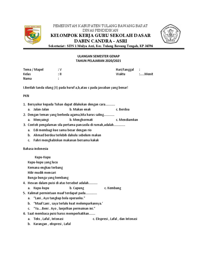 Kop Ulangan Semester Genap TBB | PDF | Olahraga & Rekreasi