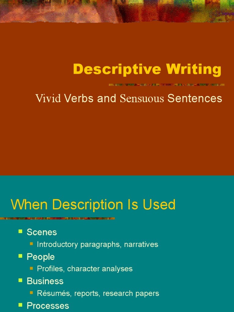 Vivid Descriptions with Sensory Details | PDF | Verb | Adjective