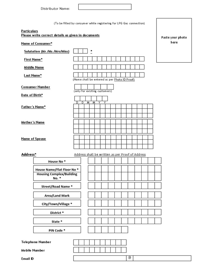 Indane New Gas Connection Application | PDF | Access Control | Document