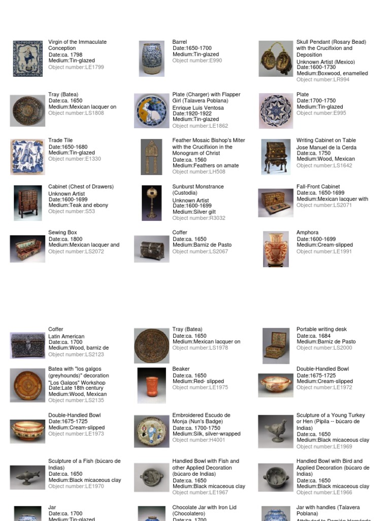 Latin American Artifacts Collection | PDF | Decorative Arts | Crafts