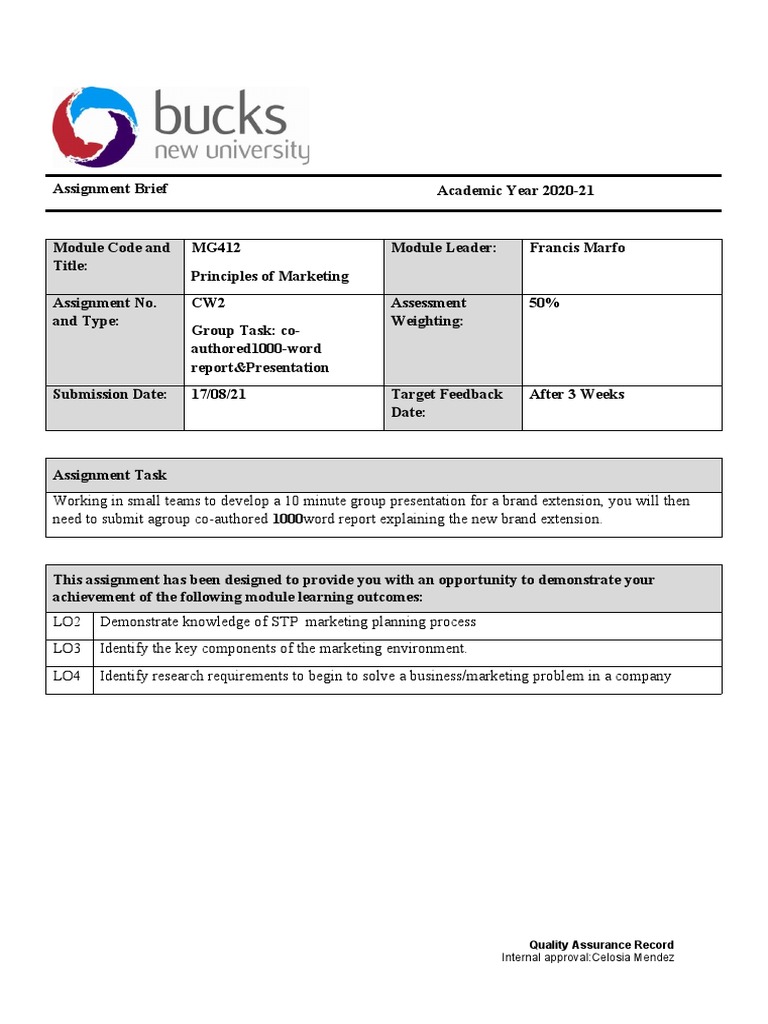 MG412 CW2 Brand Extension Report 1 | PDF | Brand | Marketing