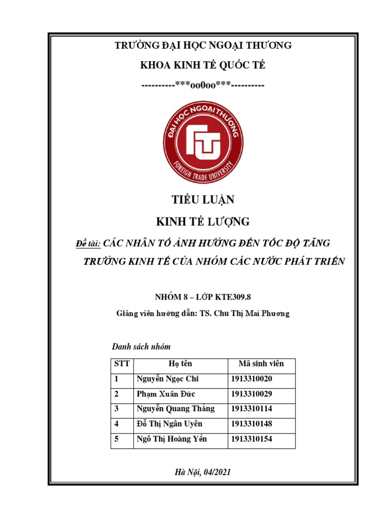 Tiểu Luận KTL - nhóm 8 - final2 | PDF