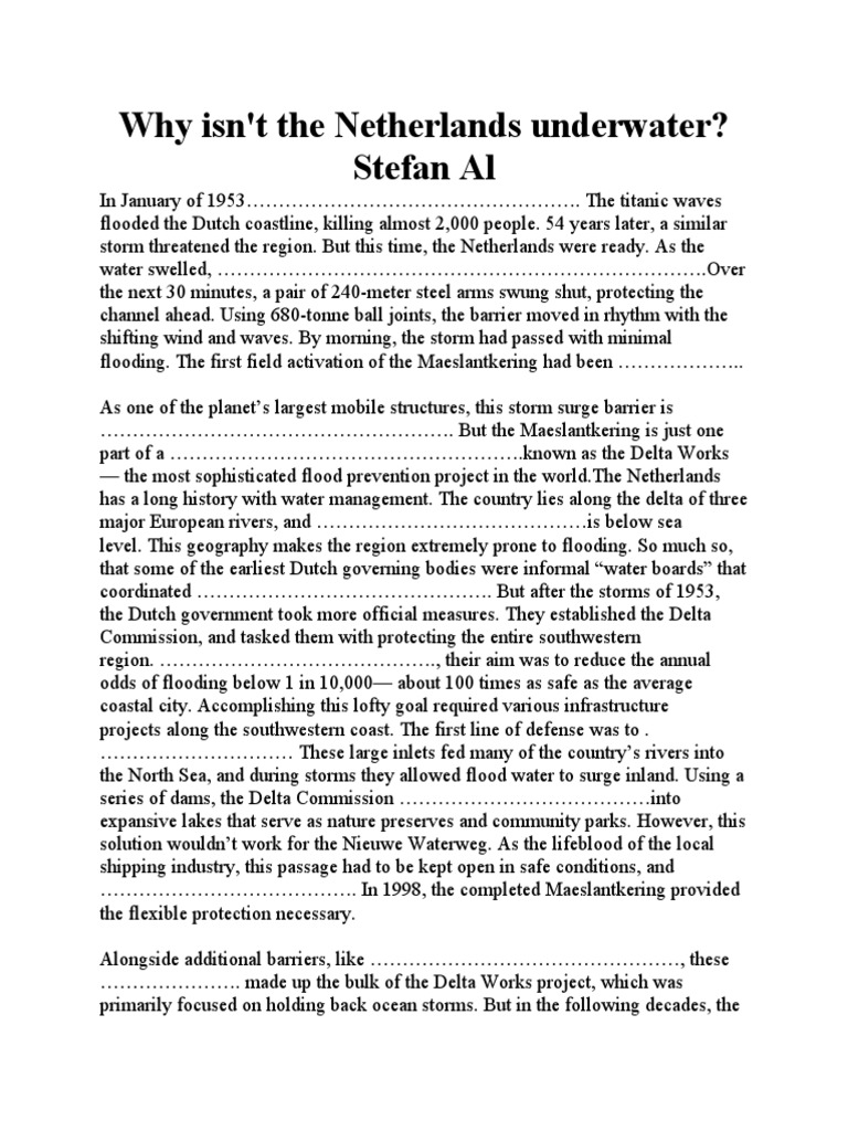 Why Isn't The Netherlands Underwater Stefan Al | PDF | Nature | Bodies ...