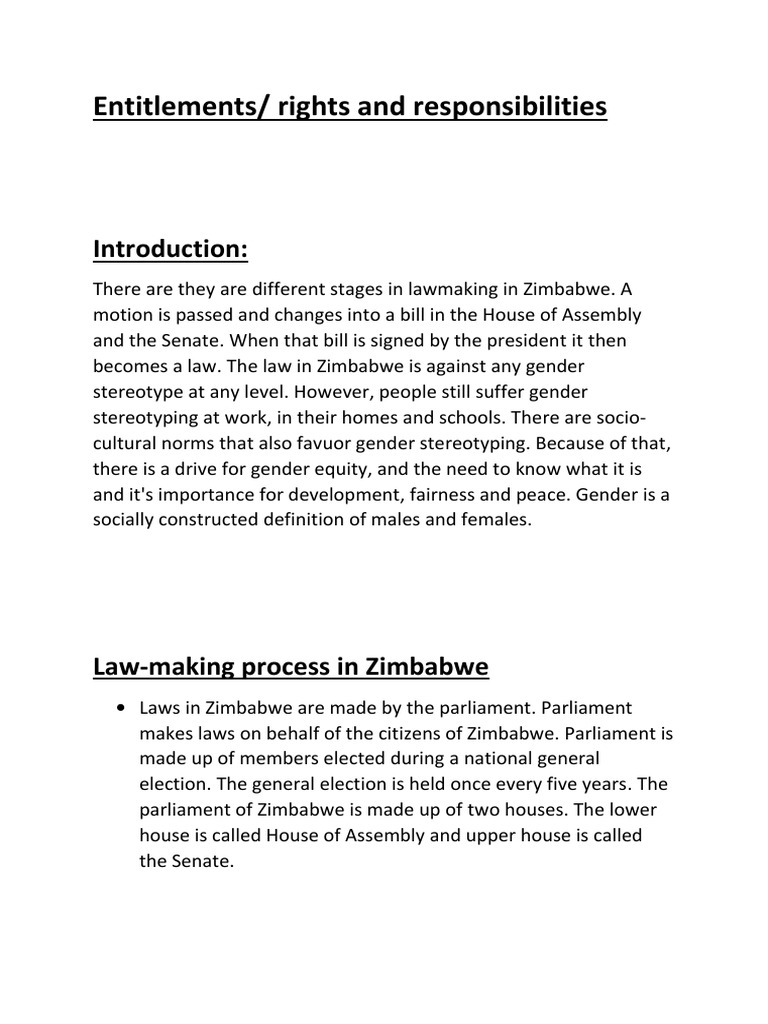 Entitlements, Rights and Responsibilities | PDF | Bill (Law) | Act Of ...