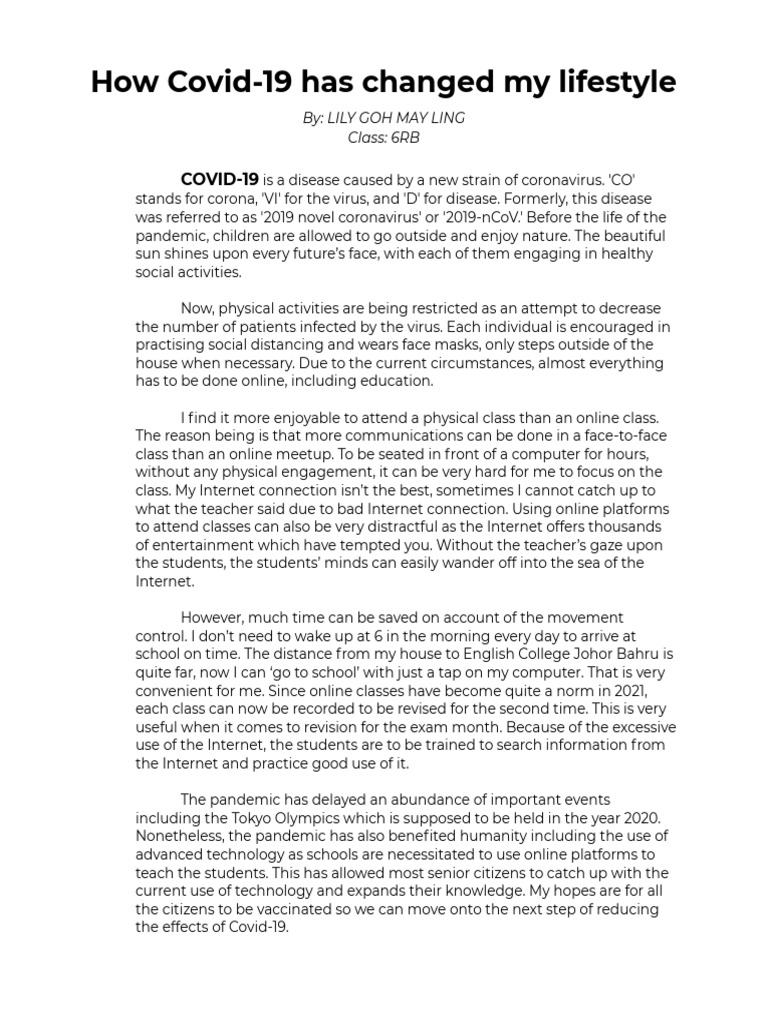 Covid-19's Impact on My Lifestyle | PDF | Internet | Health Sciences