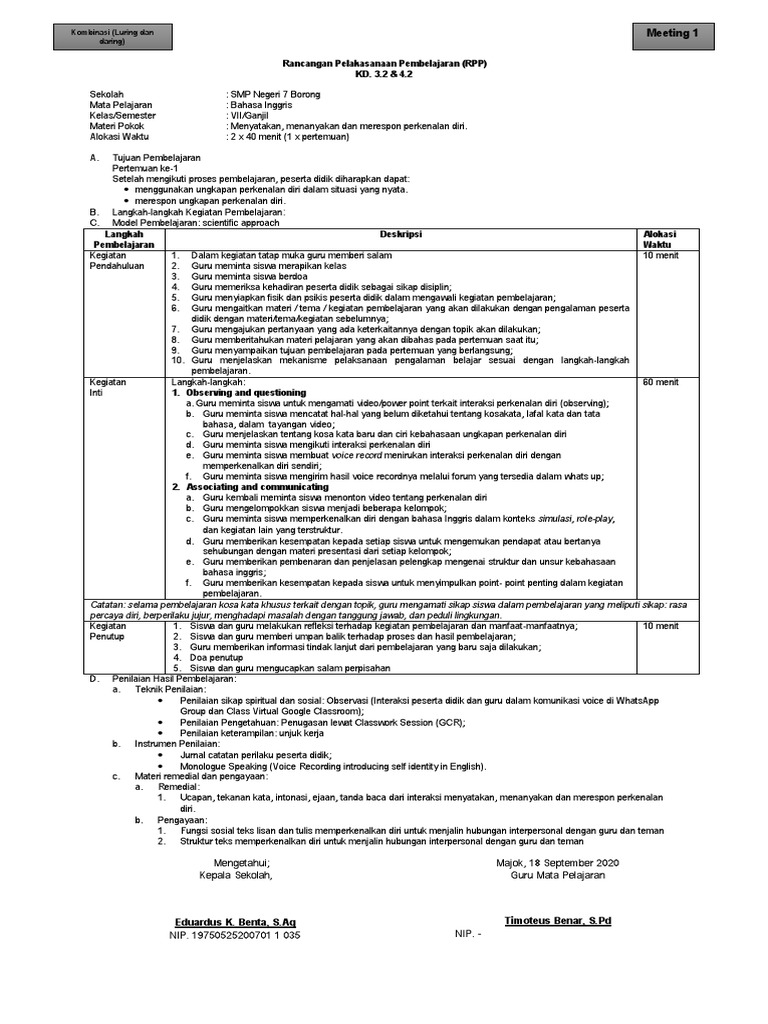 RPP Perkenalan | PDF | Karier & Perkembangan
