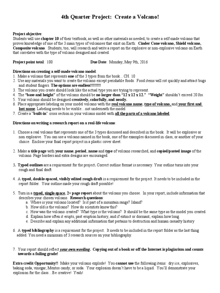 Volcano Model Project Guidelines | PDF | Volcano