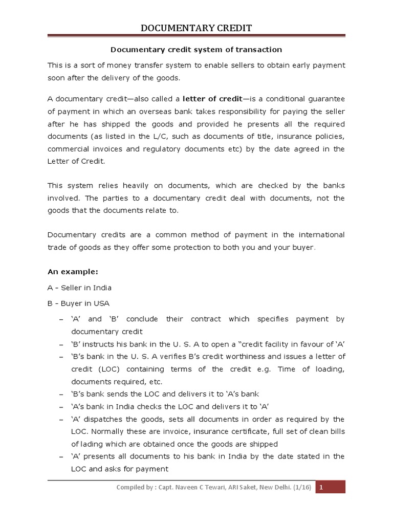 BL Sets & Documentary Credit System | PDF | Letter Of Credit ...