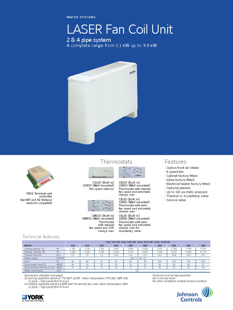 LASER Fan Coil Unit: 2 & 4 Pipe System | PDF | Thermostat | Valve